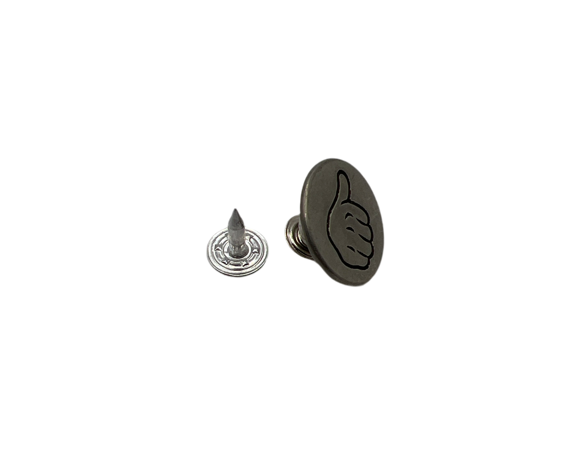 Tack Button Thumbs Up Dull Nickel (17mm) – Nickel & Young