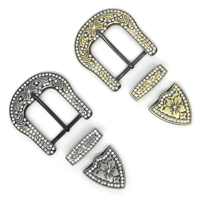 Rhinestone 3 Pcs Buckle Sets, 40MM (1-1/2") – Nickel & Young